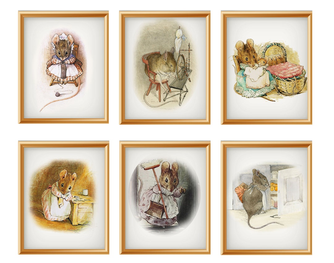 Set of 6 Beatrix Potter "mice" Giclee Art Print Reproductions , 8 X 10 ...