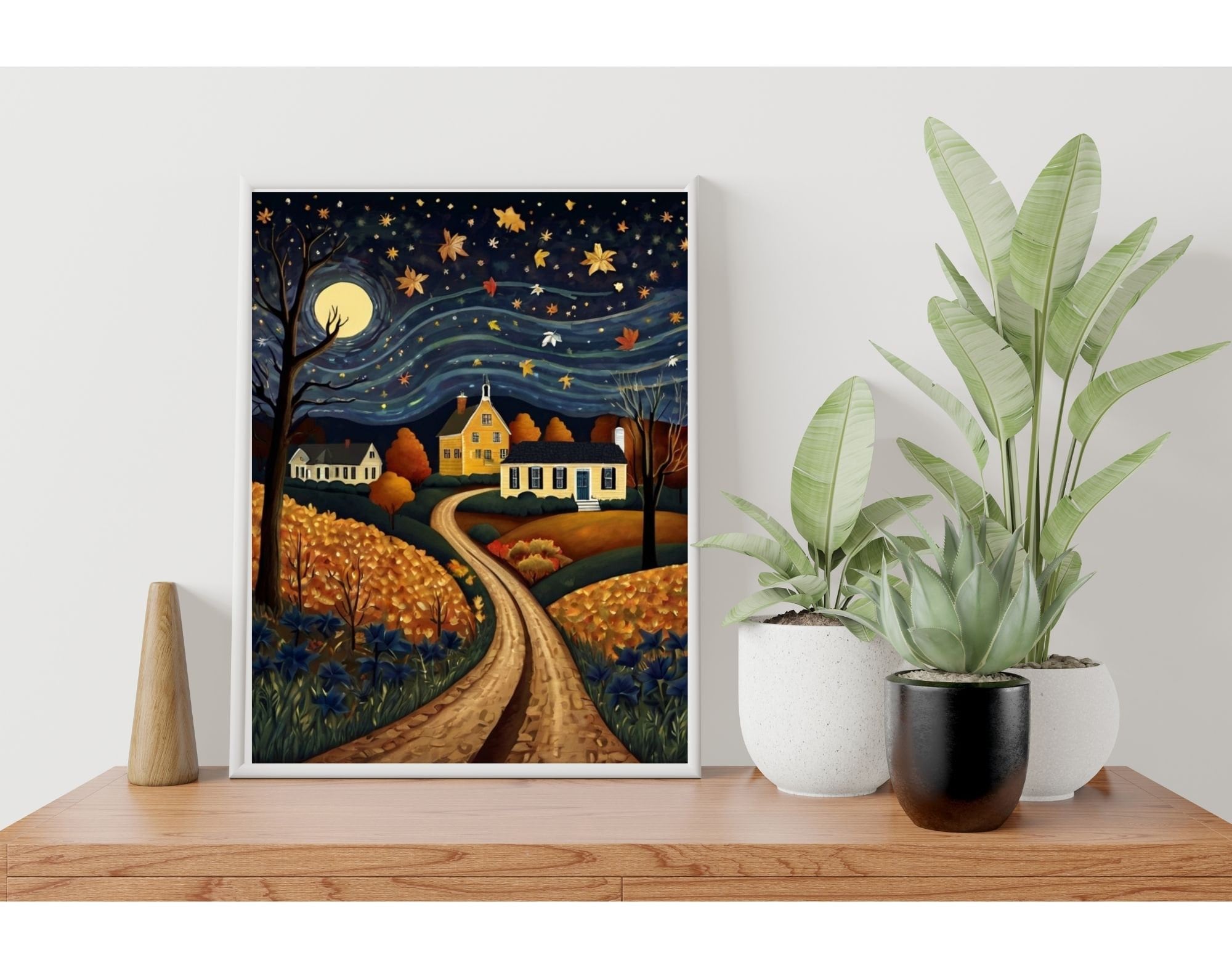 Printed Americana "colonial Autumn Night 2", American Folk Art, Museum ...