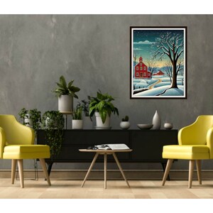 Printed Americana "colonial Winter", American Folk Art, Museum Quality ...