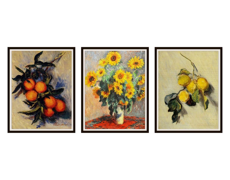 Claude Monet "fruit and Flowers" Set of 3 Museum Quality Giclee Art ...