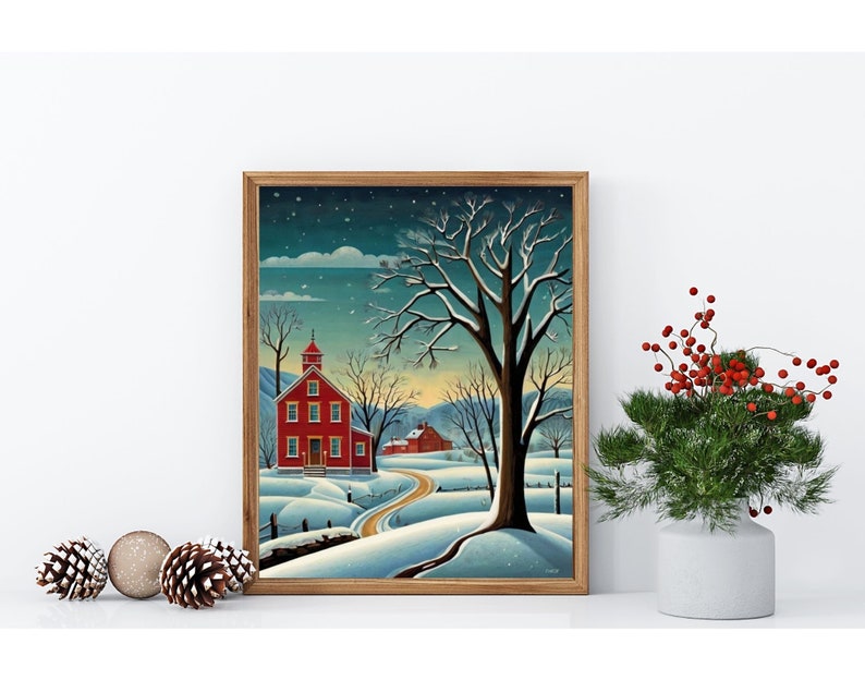 Printed Americana "colonial Winter", American Folk Art, Museum Quality ...