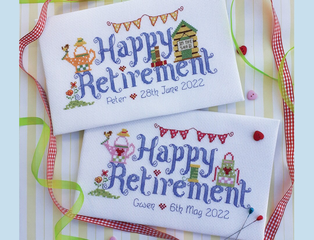 Happy Retirement - Male and Female- Customisable Cross Stitch Chart ...