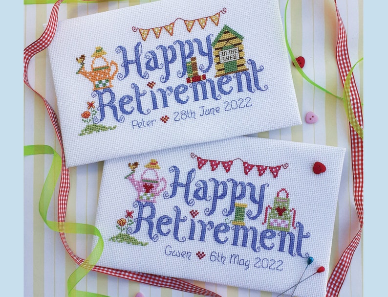 Happy Retirement Male and Female Customisable Cross Stitch - Etsy