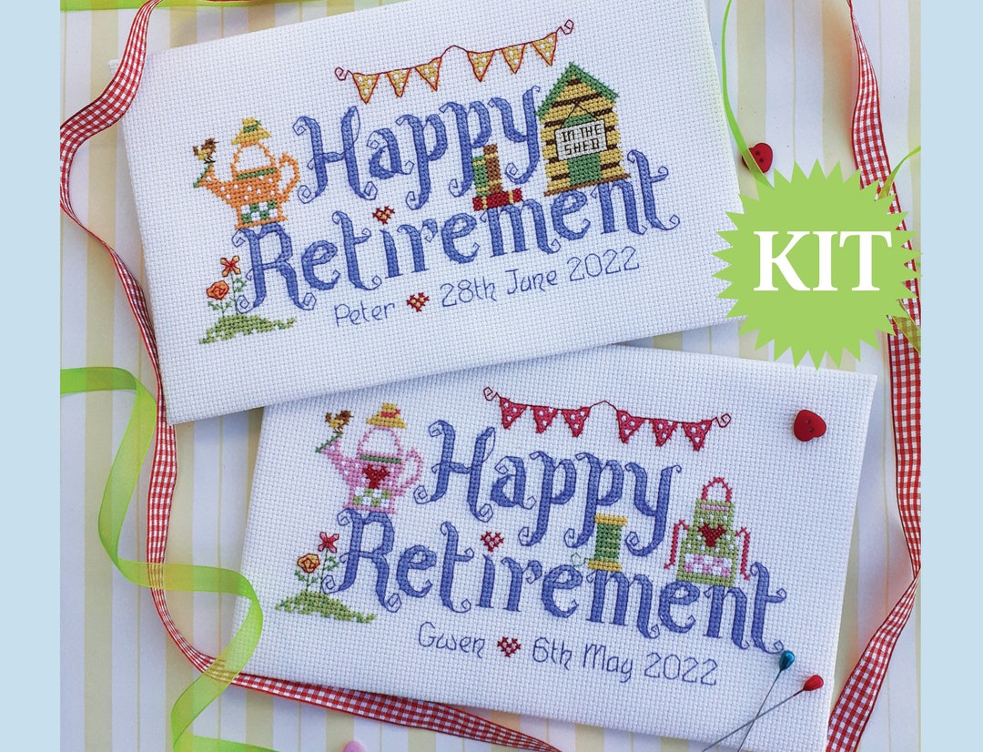 Happy Retirement - Customisable Cross Stitch CHART or KIT - Etsy
