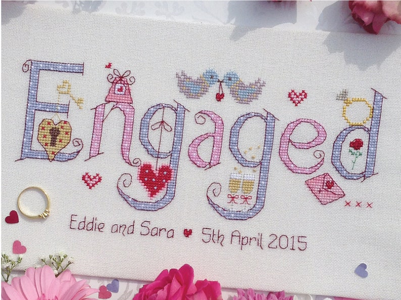 Engaged Customisable Cross Stitch Chart Digital Format PDF | Etsy