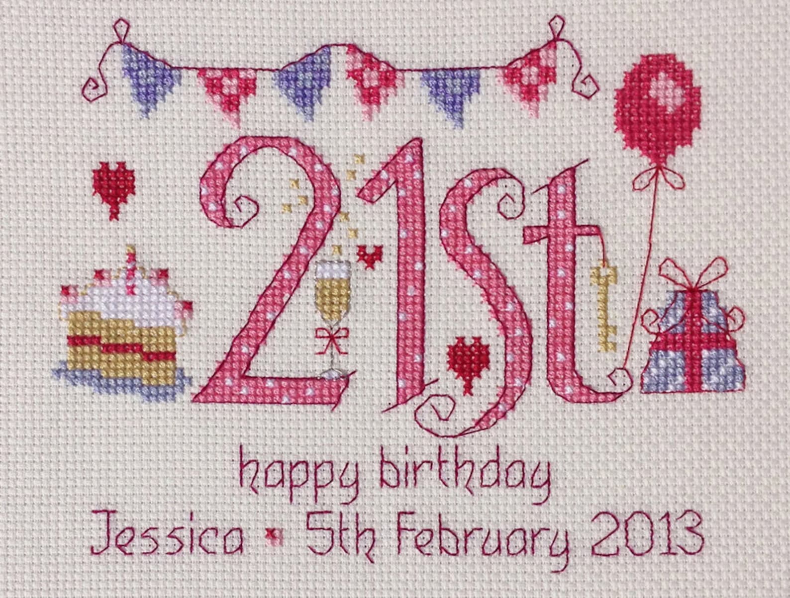 21st Birthday (numbers) - Customisable Cross Stitch Chart - Digital ...