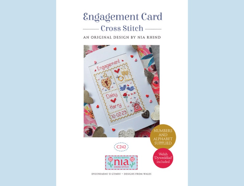 Engagement Card Digital PDF Cross Stitch Pattern - Customisable With ...