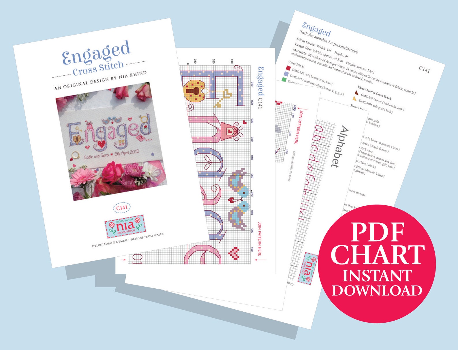 Engaged - Customisable Cross Stitch Chart - Digital Format PDF Pattern ...