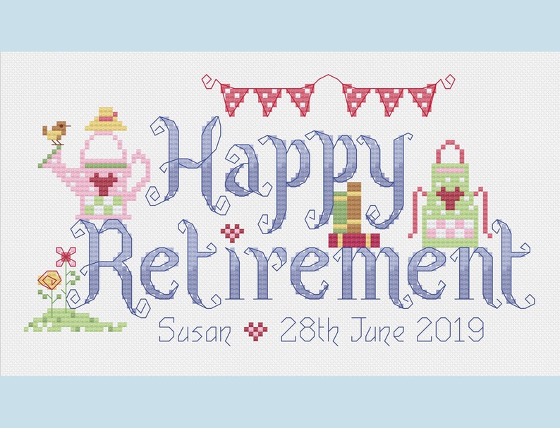 Happy Retirement Customisable Cross Stitch CHART or KIT | Etsy