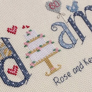 Diamond 60th Wedding Anniversary Customisable Cross Stitch Printed ...