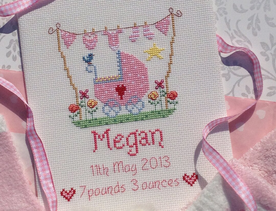 New Baby Girl Customisable Cross Stitch Downloadable PDF Pattern - Etsy