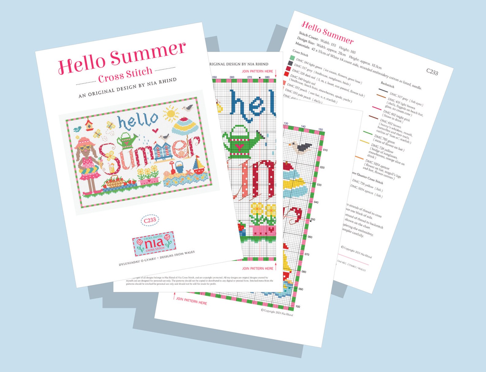 Hello Summer Cross Stitch Digital Format PDF Pattern - Etsy