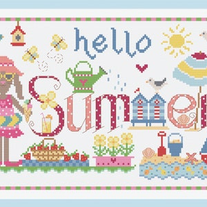 Hello Summer - Cross Stitch Digital Format PDF Pattern - Etsy