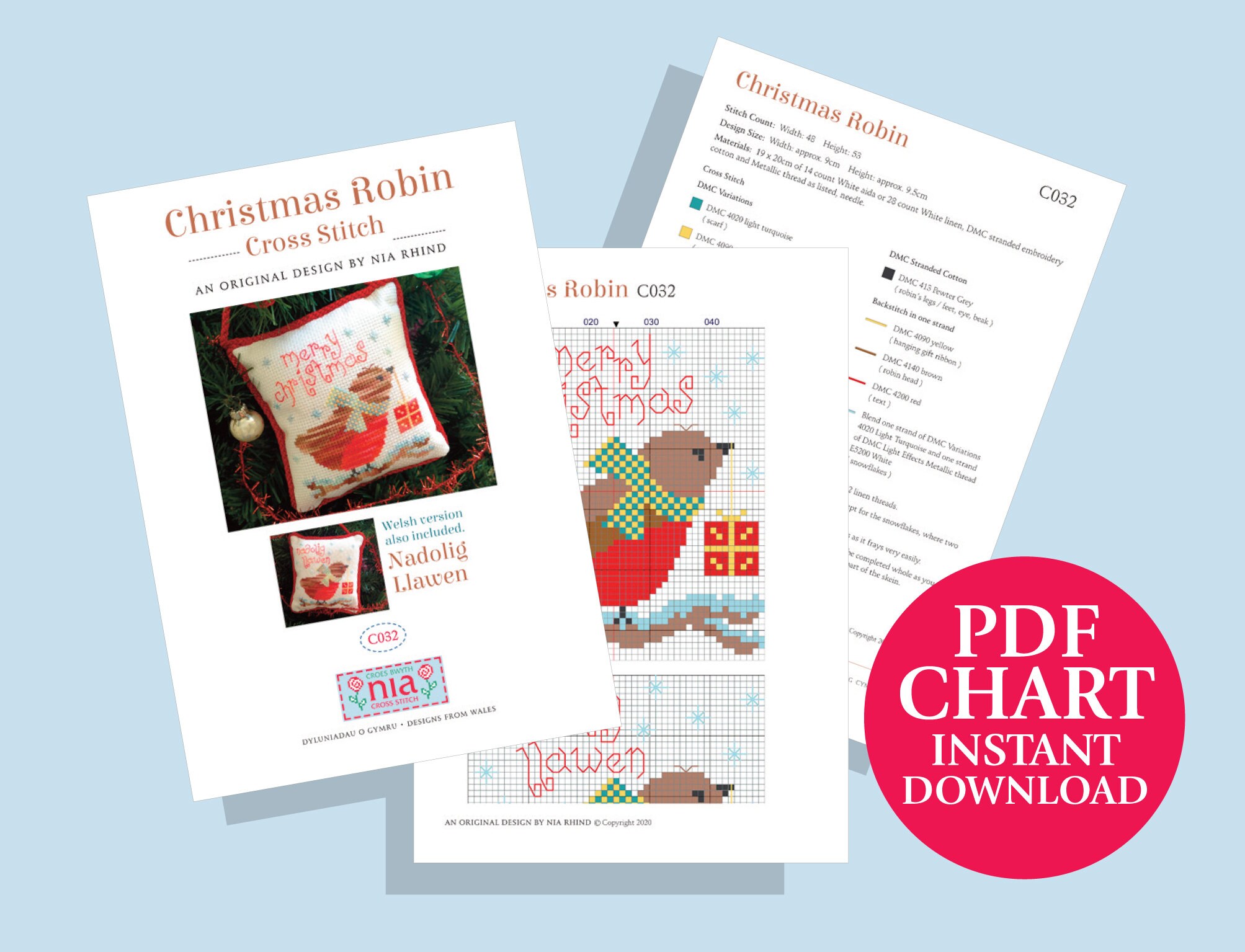 Christmas Robin Cross Stitch Downloadable PDF Pattern - Etsy UK