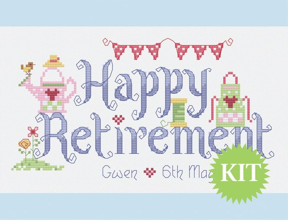 Happy Retirement Customisable Cross Stitch CHART or KIT | Etsy