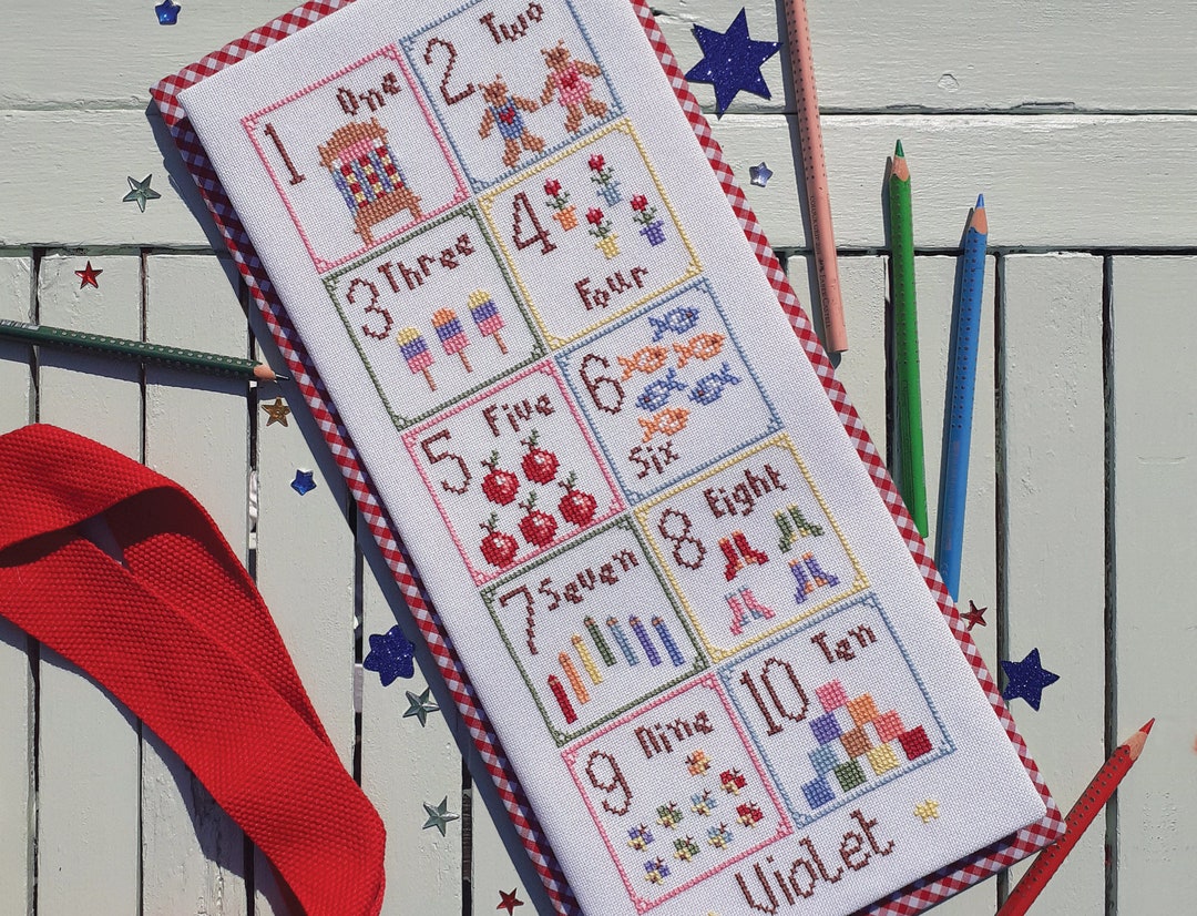 123 Girl Counting Cross Stitch KIT or CHART - Etsy
