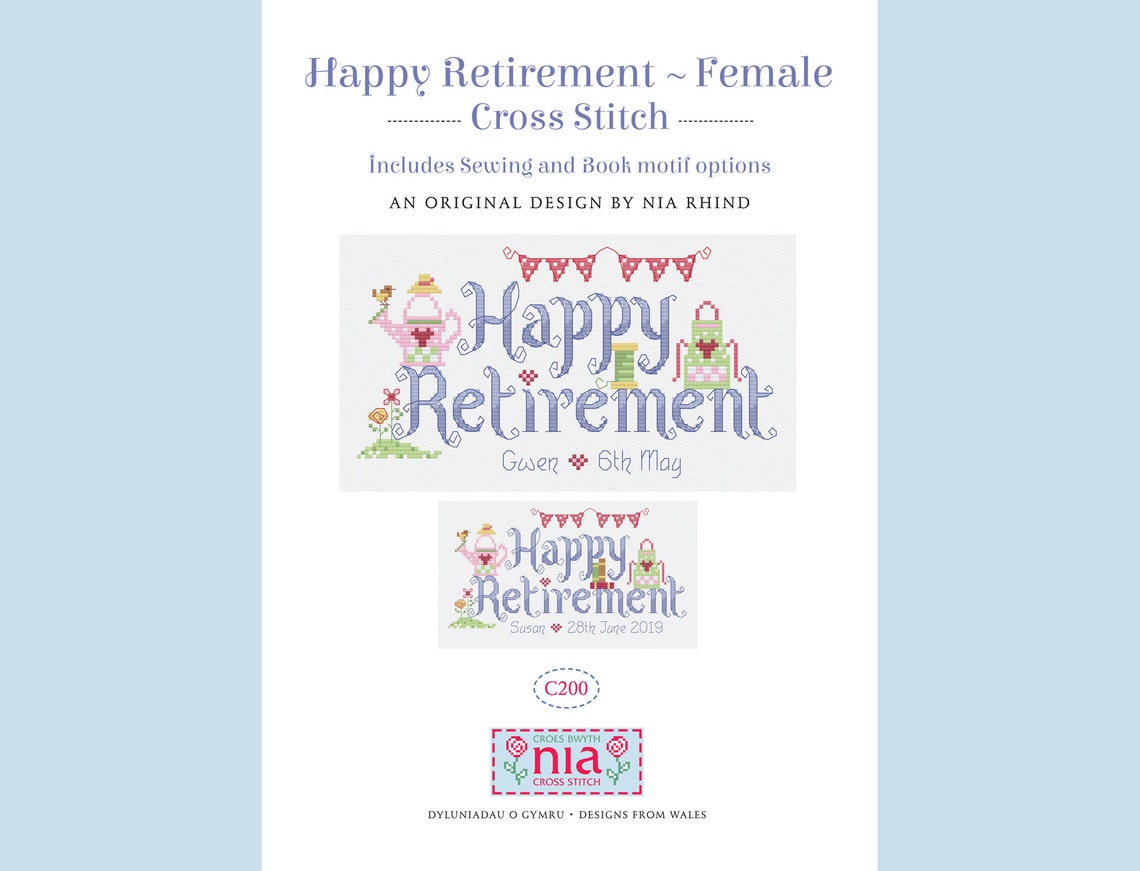 Happy Retirement Customisable Cross Stitch CHART or KIT | Etsy
