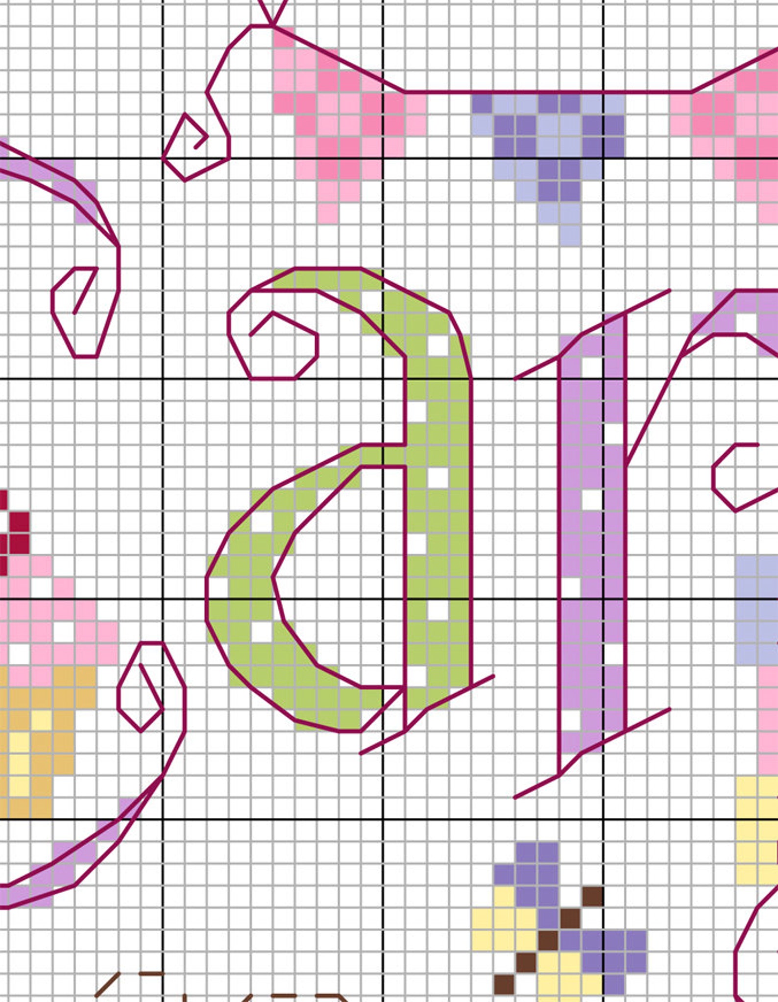 Bespoke Girl Name Sampler Cross Stitch Chart Digital Format PDF Pattern ...