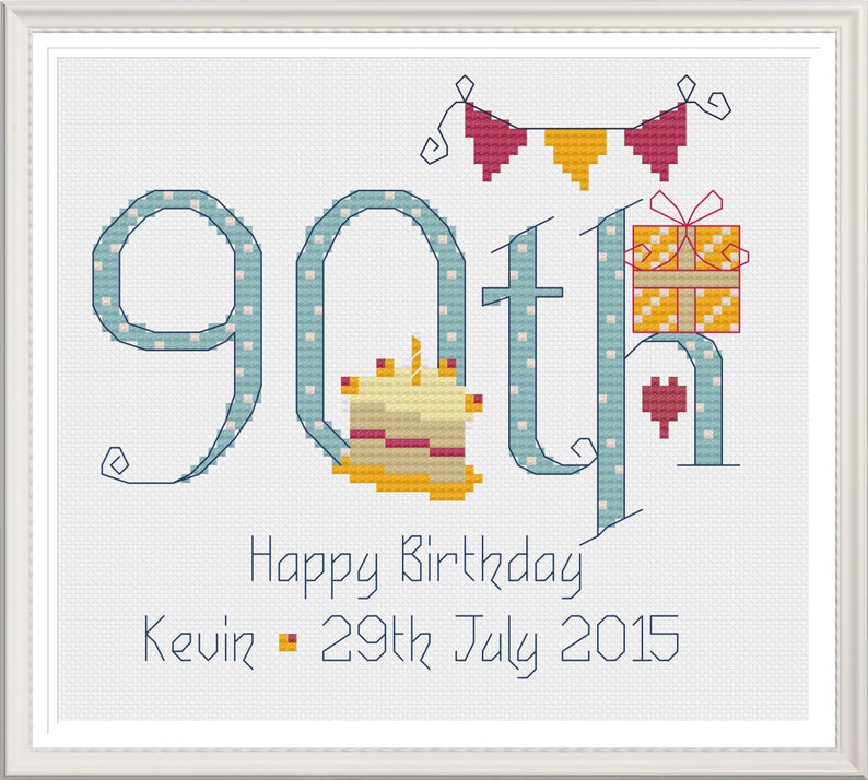 90th Birthday Numbers Male Customisable Cross Stitch Chart | Etsy