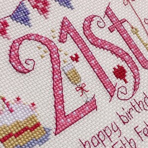 21st Birthday (numbers) - Customisable Cross Stitch Chart - Digital ...