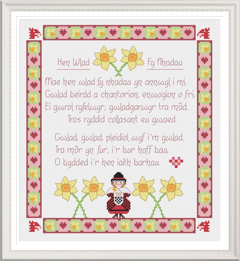 Welsh National Anthem Anthem Genedlaethol Cymru Cross Stitch | Etsy
