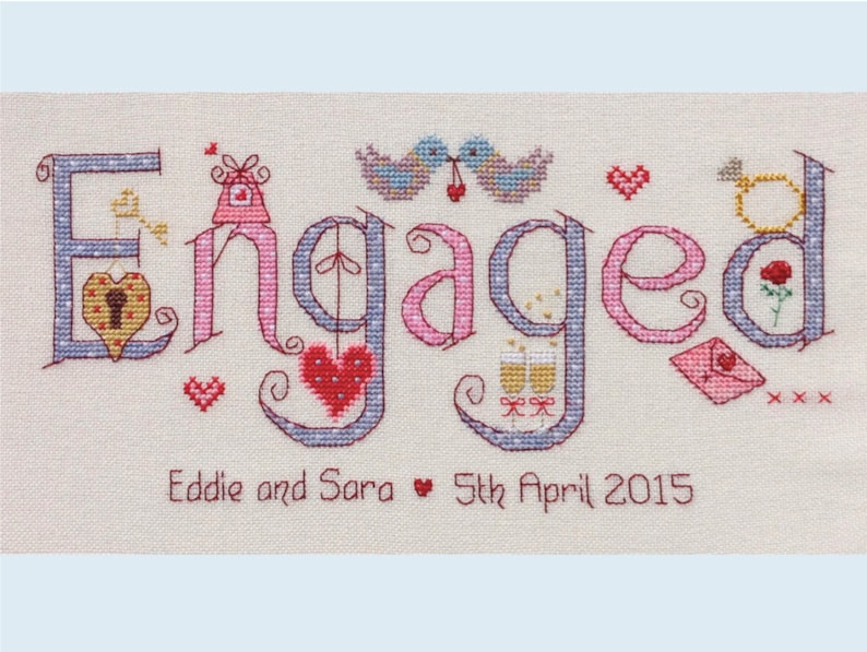 Engaged Customisable Cross Stitch Chart Digital Format PDF | Etsy