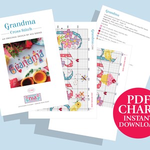 GRANDMA - Customisable Cross Stitch Chart - Digital Format PDF Pattern ...