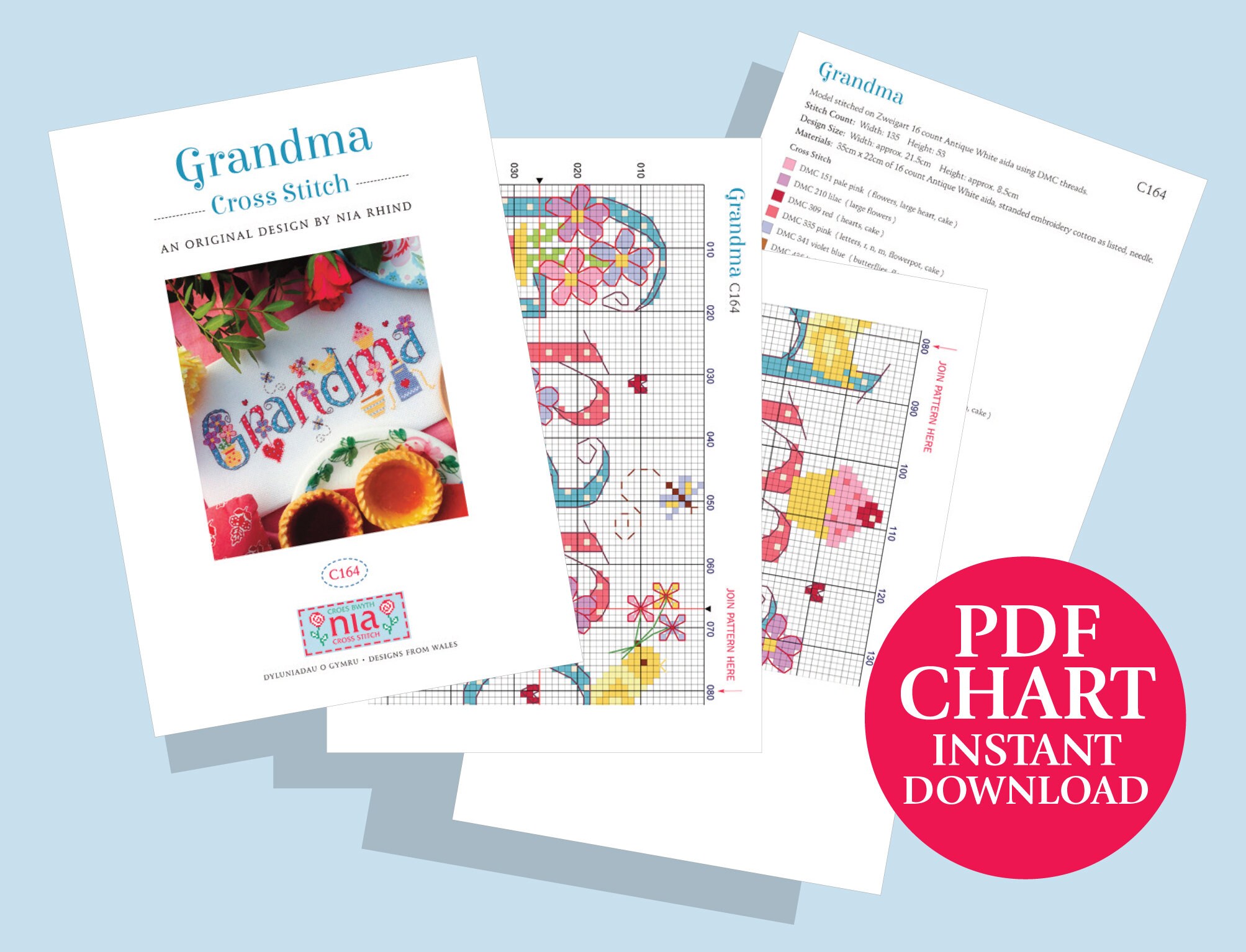 GRANDMA - Customisable Cross Stitch Chart - Digital Format PDF Pattern ...