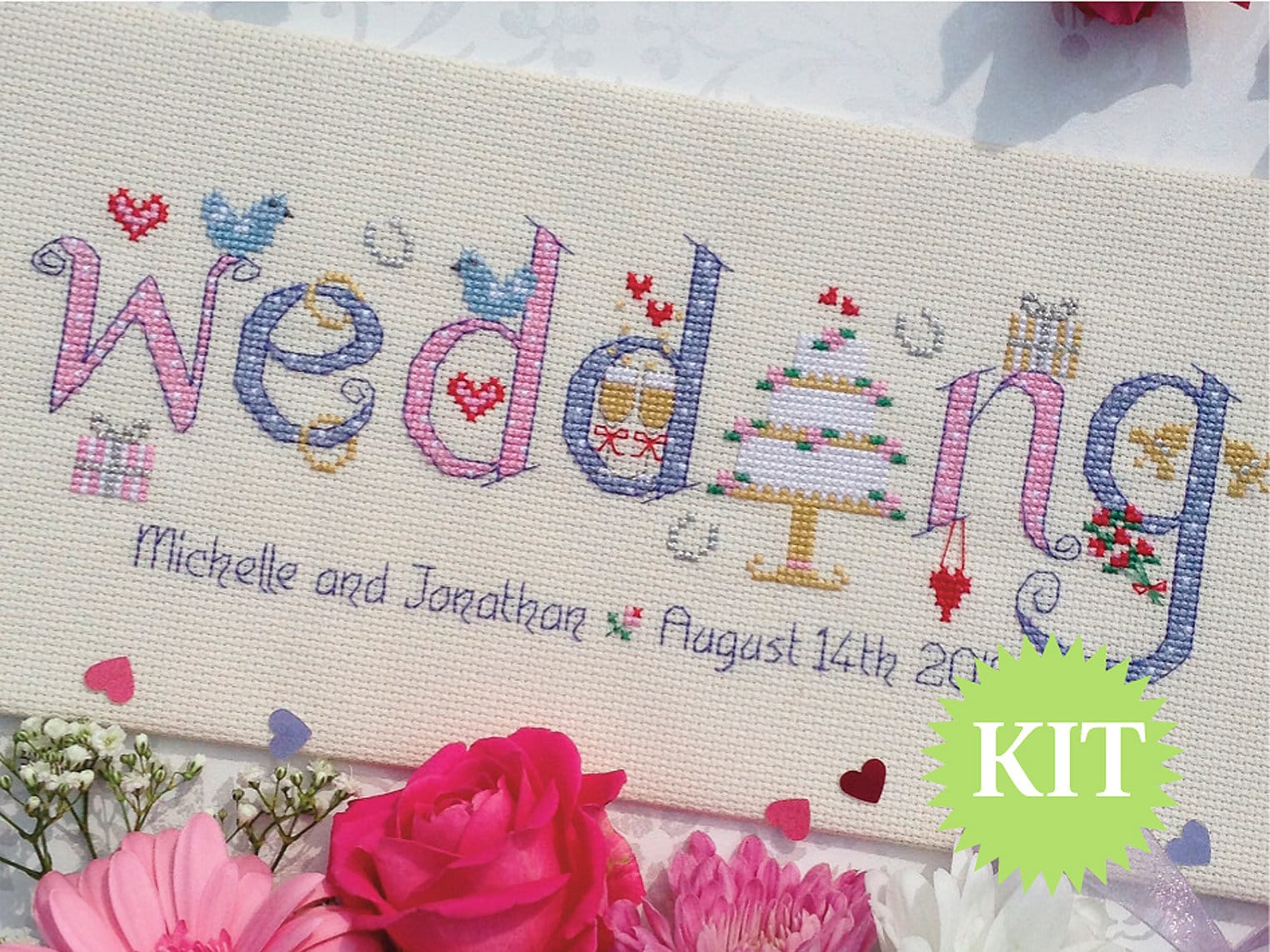 Wedding - Customisable Cross Stitch Printed PATTERN or KIT - Etsy
