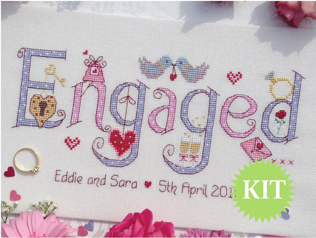 ENGAGED Customisable Cross Stitch Printed PATTERN or KIT - Etsy
