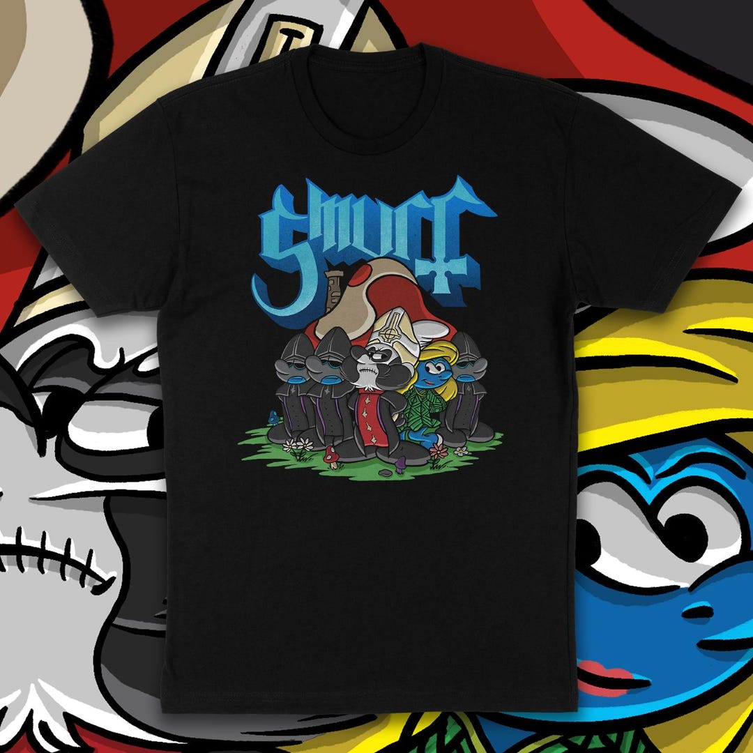 Smurf Ghost Band Parody Shirt – Papa Smurf as Papa Emeritus – Funny ...