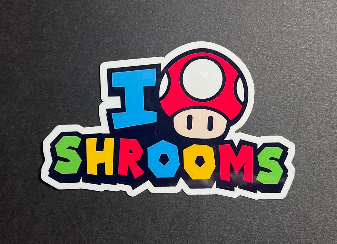 Mario Bros. I Heart Shrooms Waterproof Sticker Super Mario Brothers ...