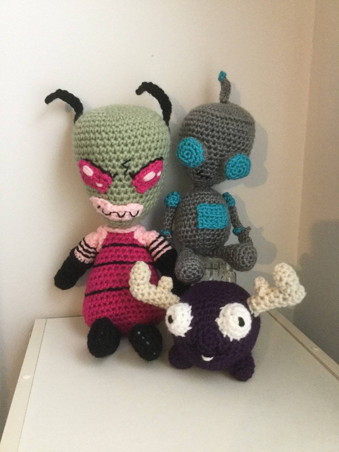 Amigurumi Evil Alien, Robot, and Purple Moose Plush Set - Etsy