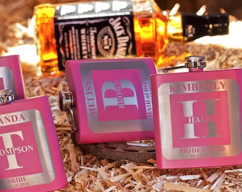 Personalized Leather Groomsman Flask With Letter Design - Etsy