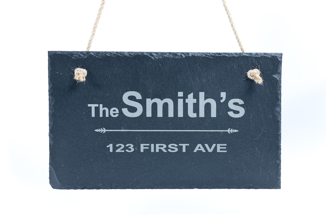 Personalized Slate Plaque, Custom Stone Outdoor Sign, Hanging Wall ...