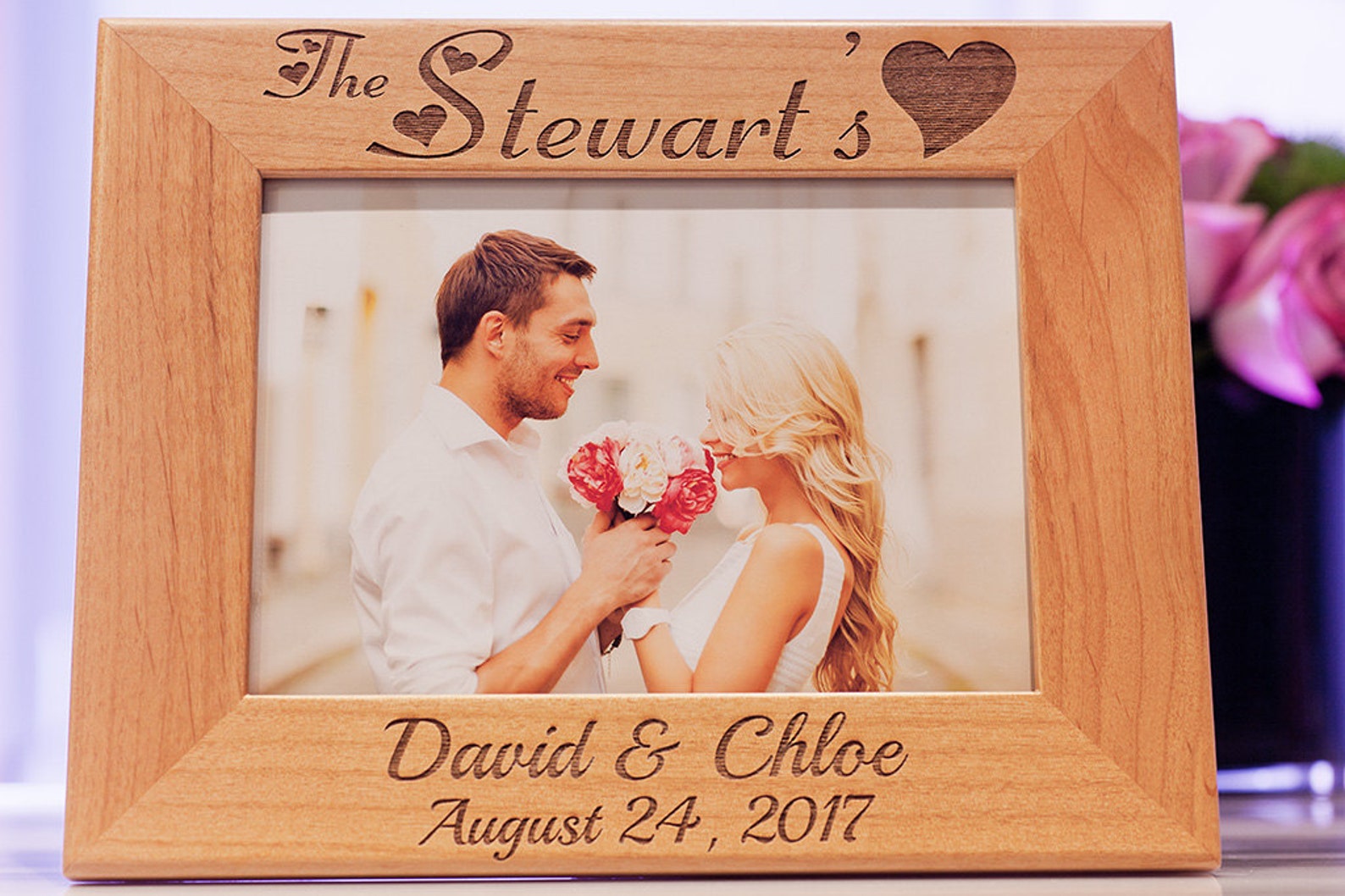 Wedding Picture Frame Custom Engraved Wood Family Gift for | Etsy