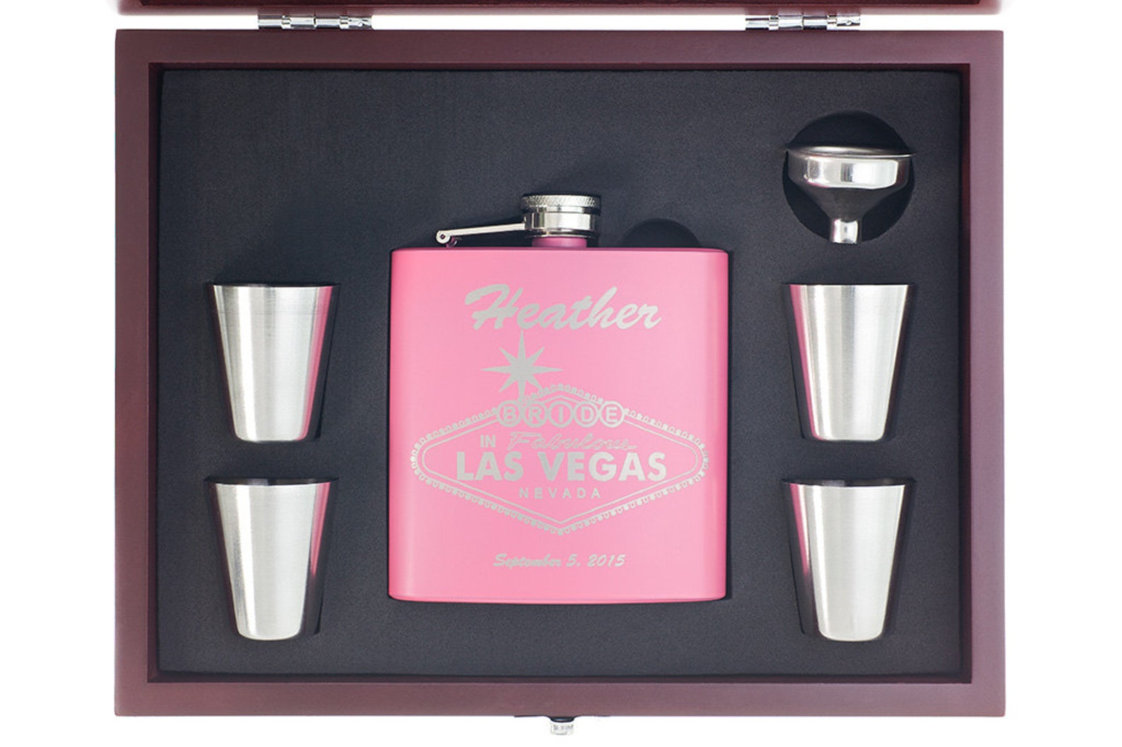Rosewood Box Flask Gift Set, Personalized Custom Engraved Bridesmaid ...
