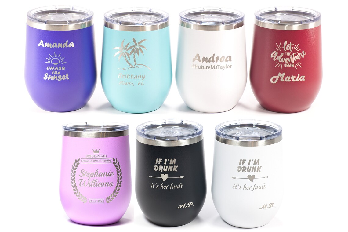 Mermaid Stemless Wine Cups! Personalized Wine Tumbler, Vacation & Party ...