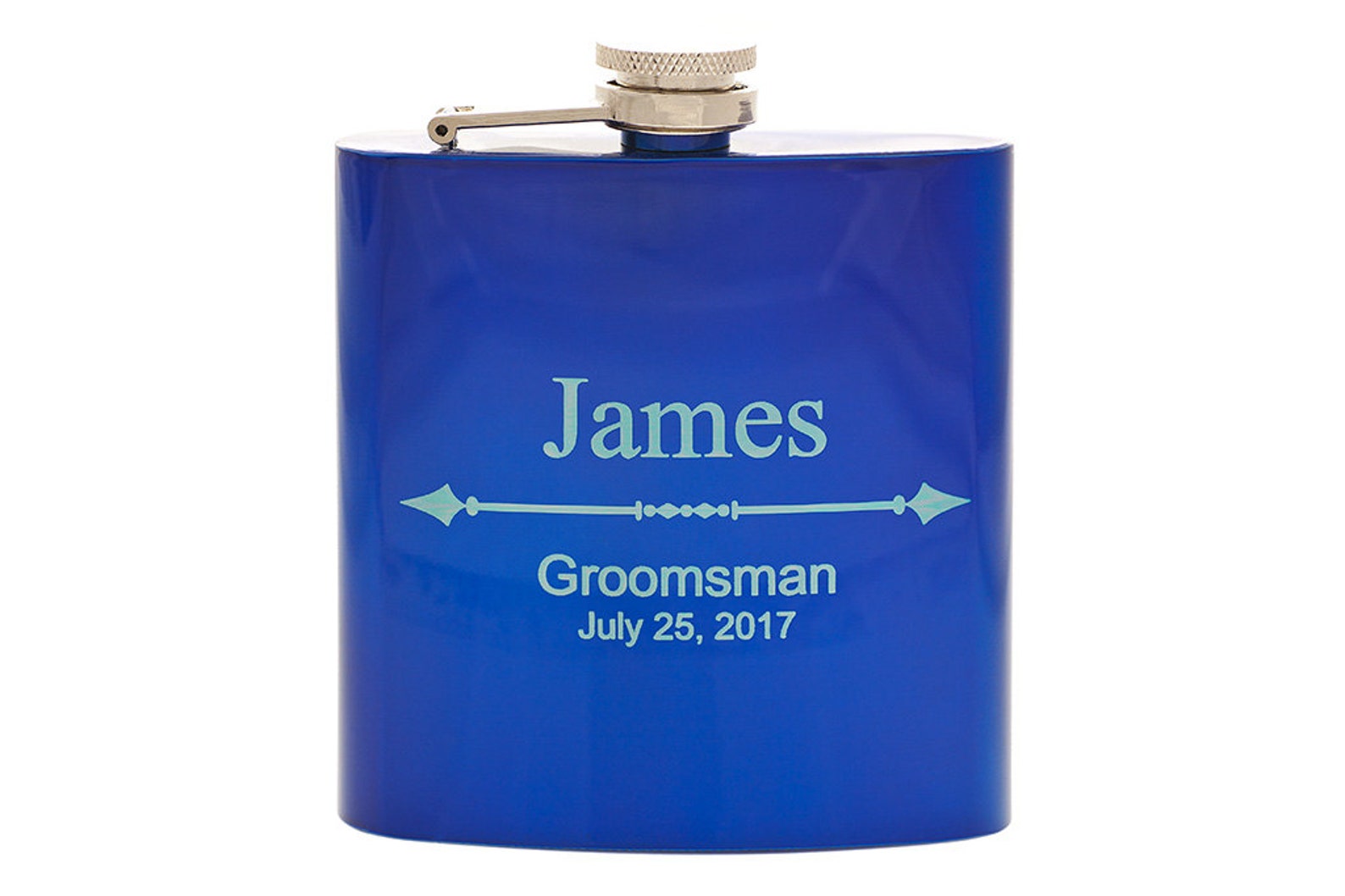 Personalized Blue Flask Gift Set, Custom Engraved Groomsman Gift ...