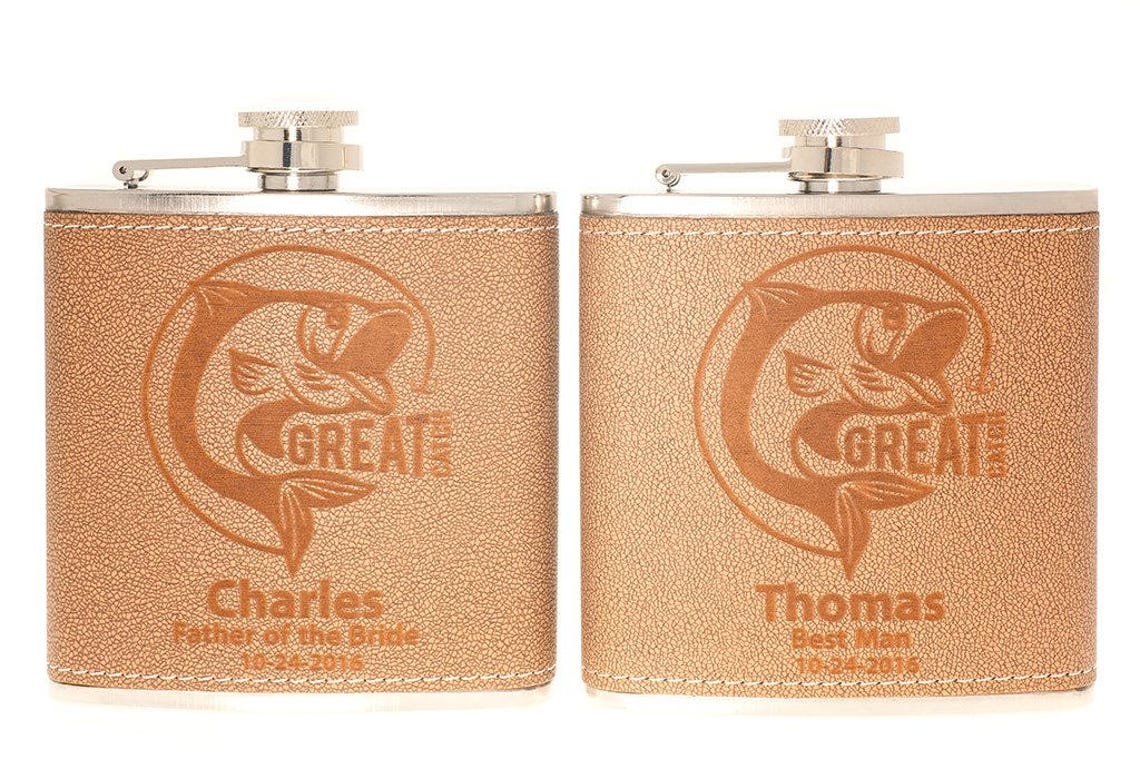 Wedding Flask Gift Set: Personalized Leather Flask great - Etsy