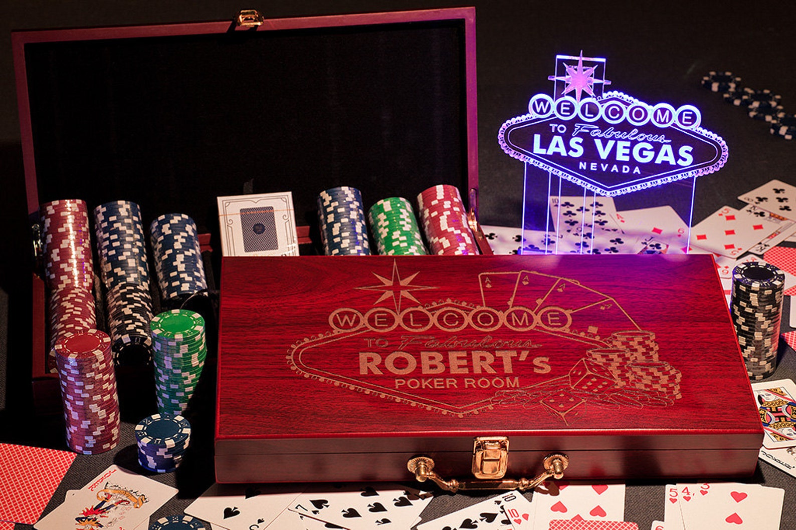 Personalized Poker Gift Set Custom Engraved Poker Game Box - Etsy