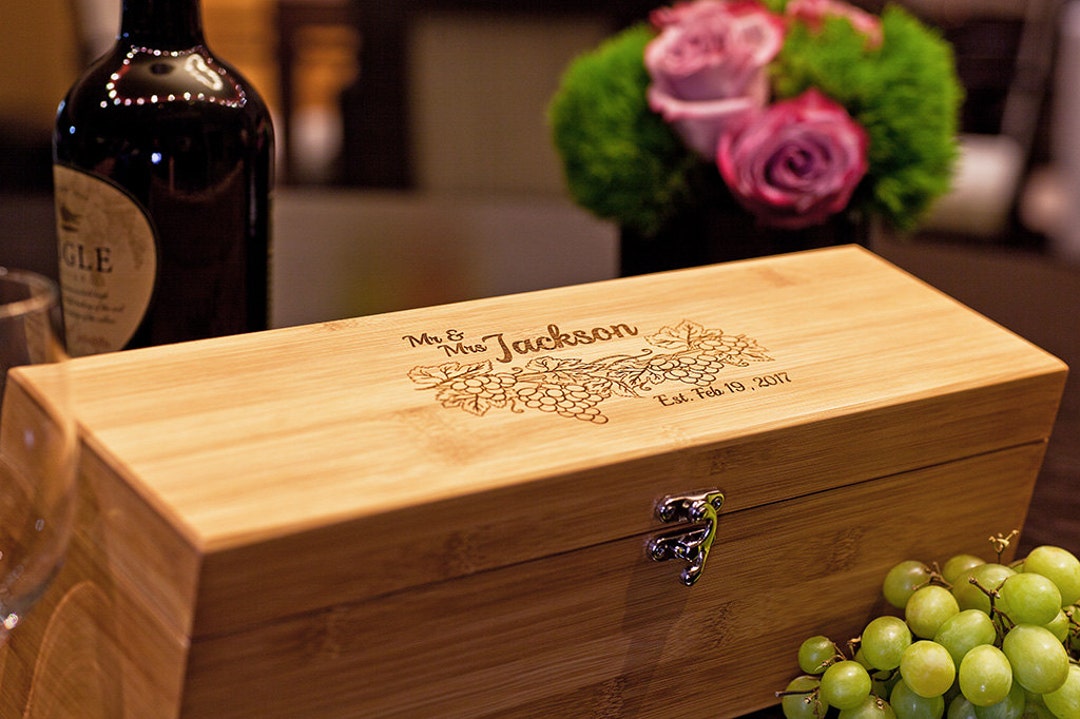 Customized Wine Box With Tools, Personalized Bamboo Wine Box for Wine ...