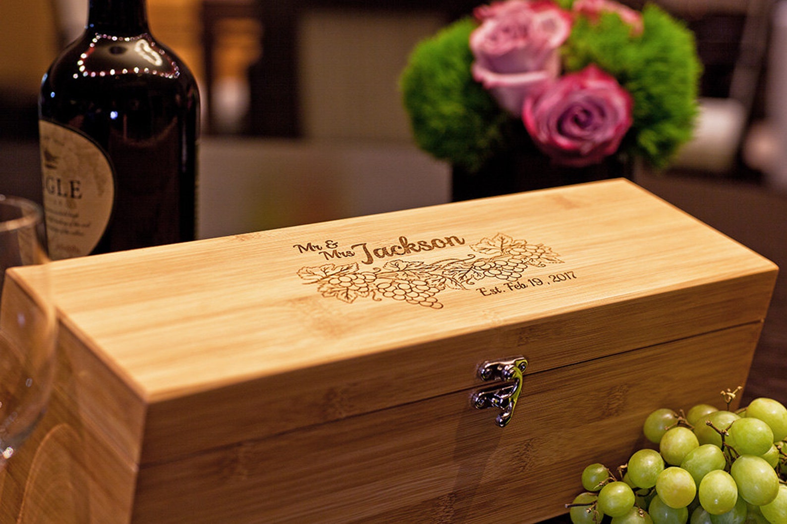 Personalized Bamboo Wine Box With Tools, Custom Engraved Family Gift ...