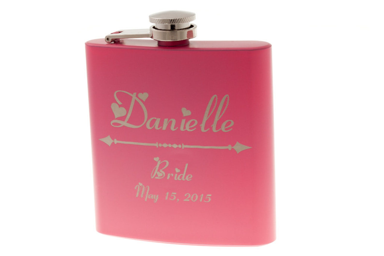 Personalized Bridesmaid Gift Flask (arrow Design), Customized Pink ...