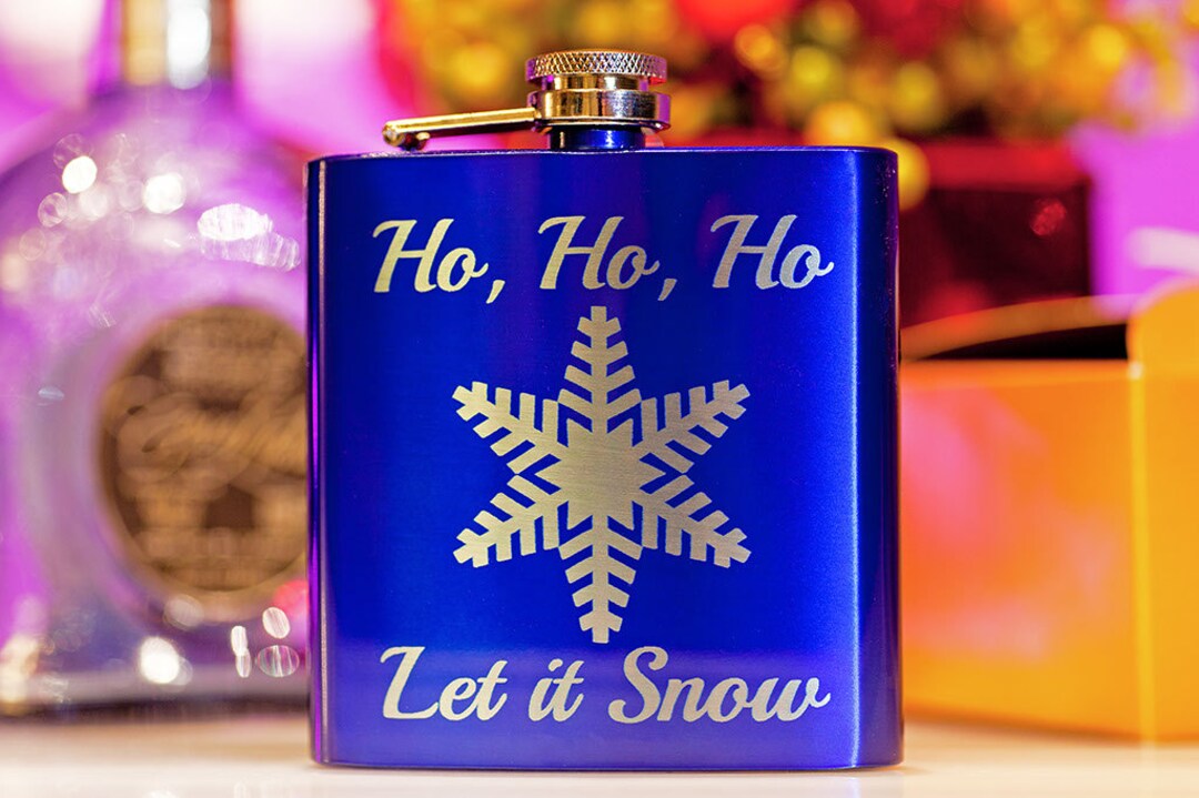 Winter Flask! Glossy Blue Flask "let It Snow" -perfect Gift for the ...