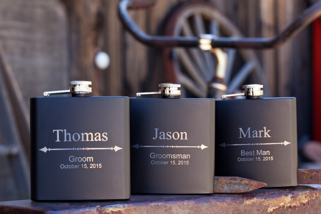 Set of 8 Groomsmen Flask, Personalized Flask, Groomsmen Gifts, Wedding ...