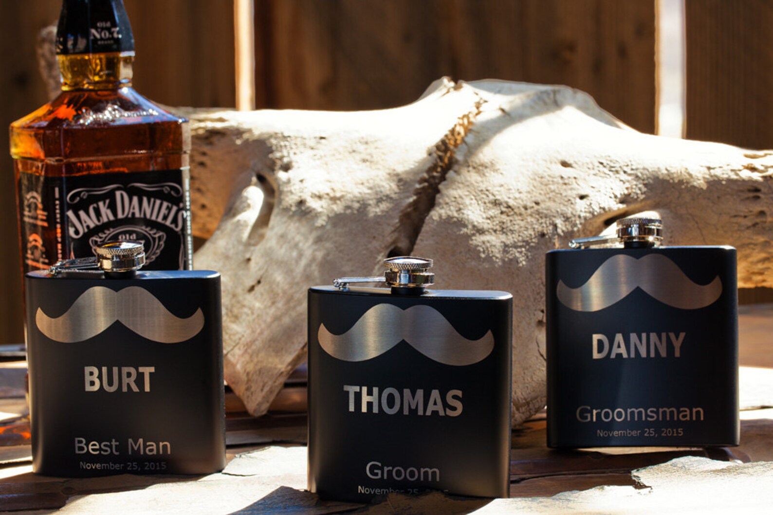 Flask Gift Set, Personalized Mustache Flask, Custom Engraved Gift ...