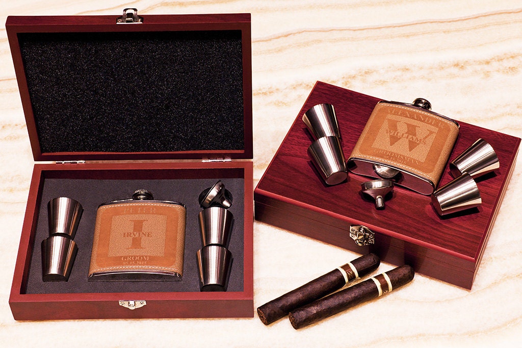 Rosewood Flask Gift Set Personalized Custom Engraved Flask | Etsy