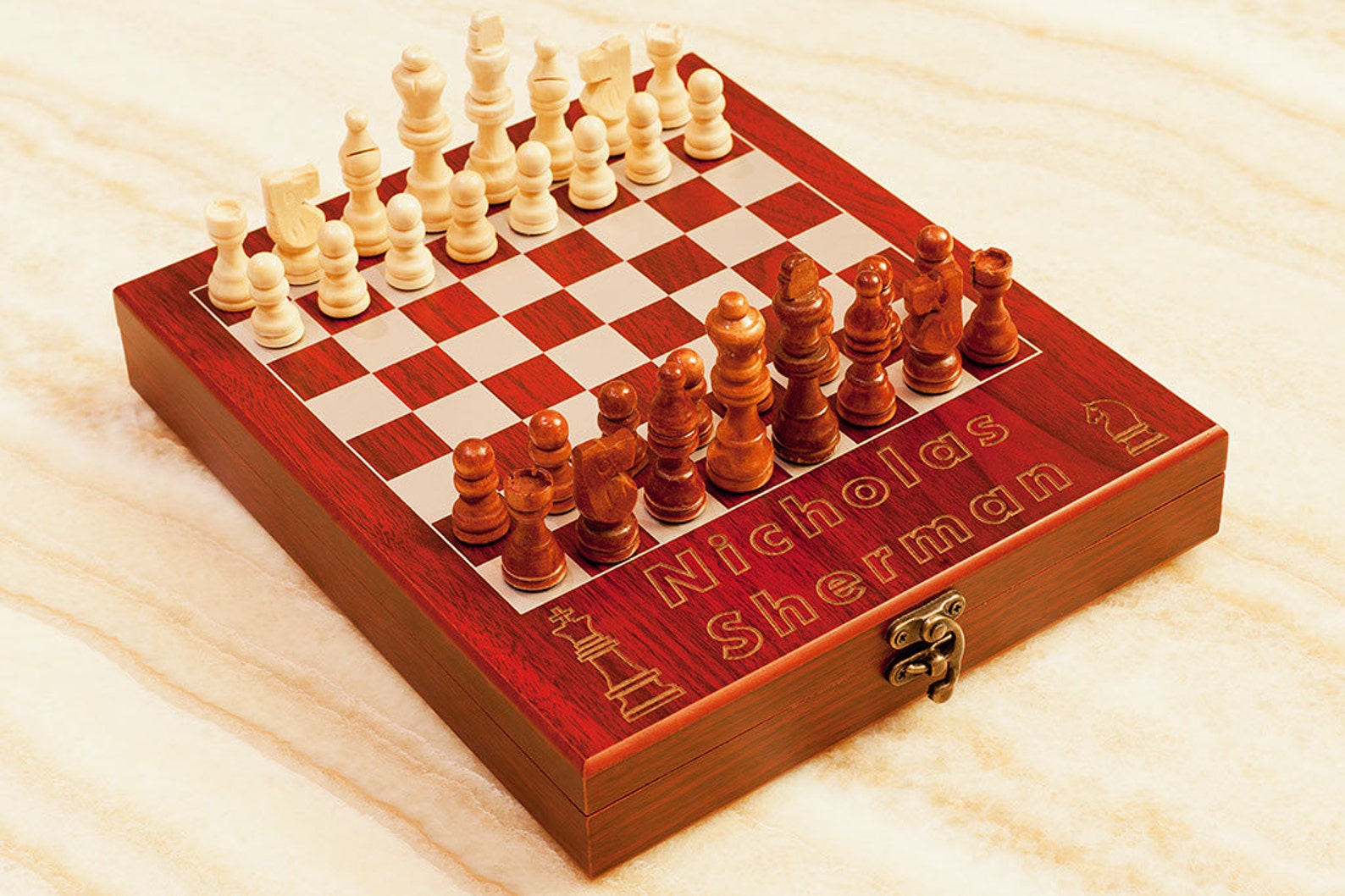 Personalized Chess Set "king +knight", Custom Engraved Rosewood Travel ...