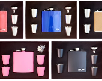Personalized Flask Gift Box With initial Flask - Etsy